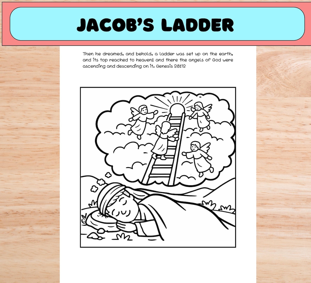 Jacob Ladder Coloring Page for Sunday School | Old Testament Bible ...
