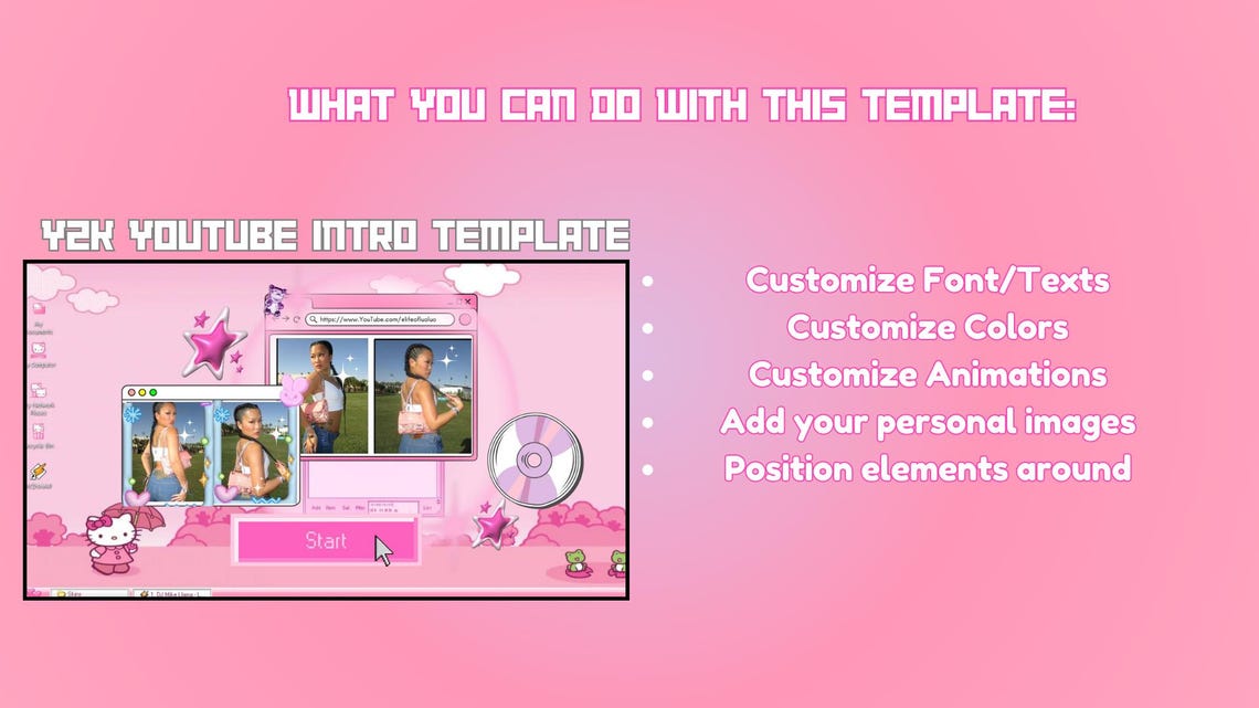 Y2K Cyber Youtube Aesthetic Girly Intro L Creative Youtube Intro L We ...