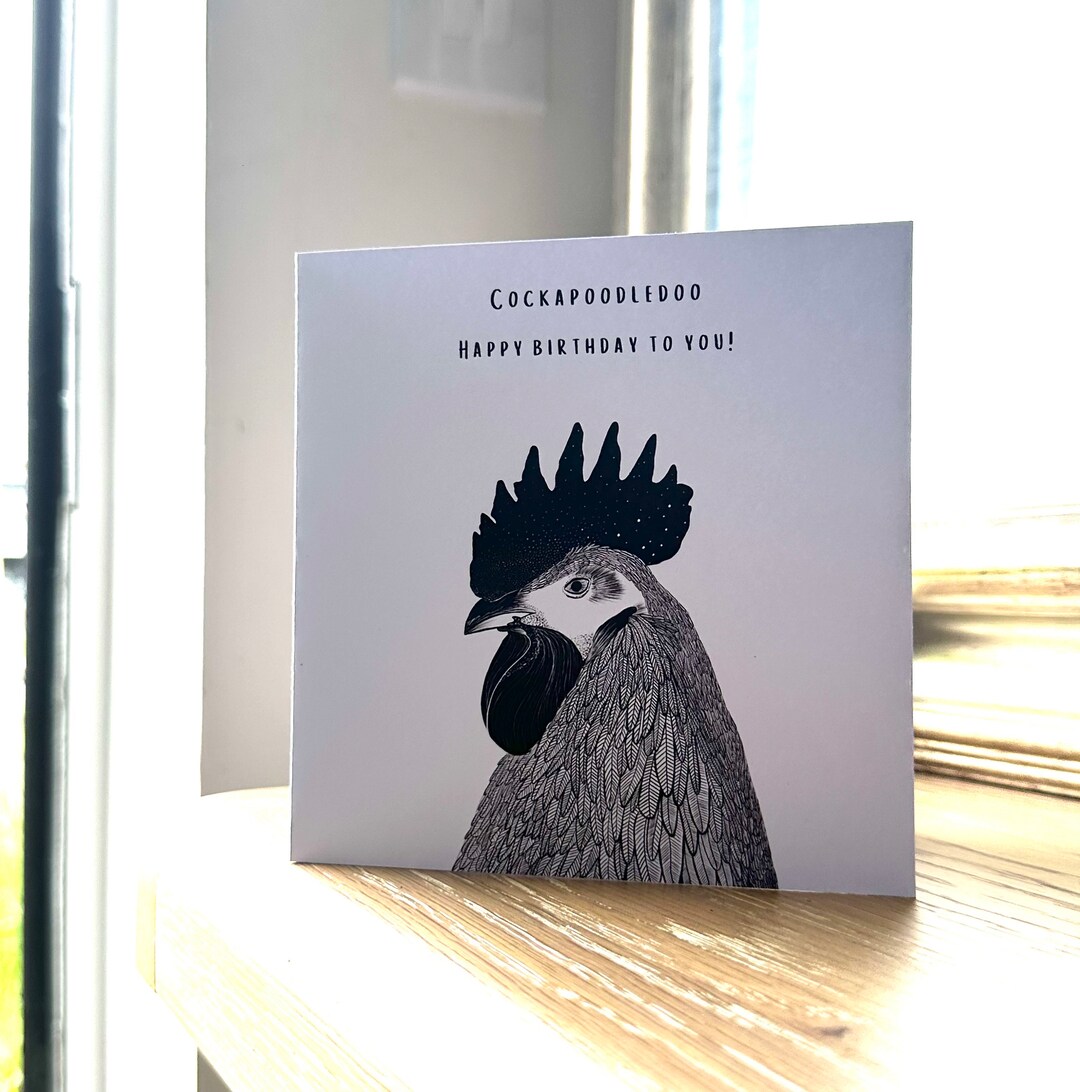 Rooster Birthday Card, Pun Birthday Card, Illustrated Greeting Card ...
