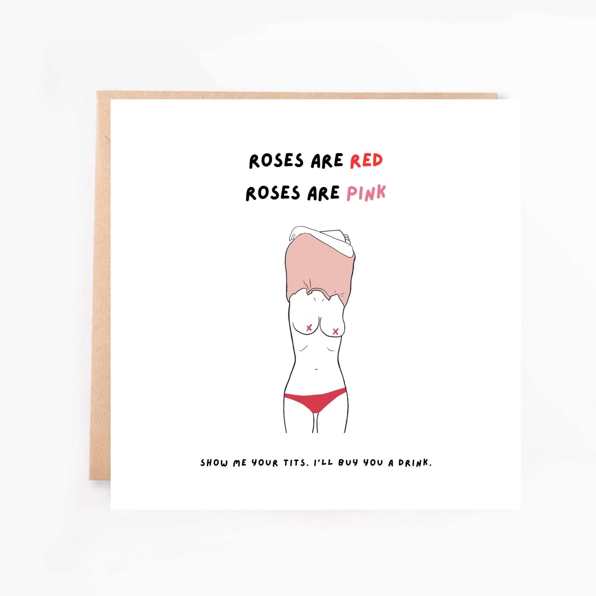 Rude Roses Are Red Valentines Card, Cheeky Love Card - Etsy