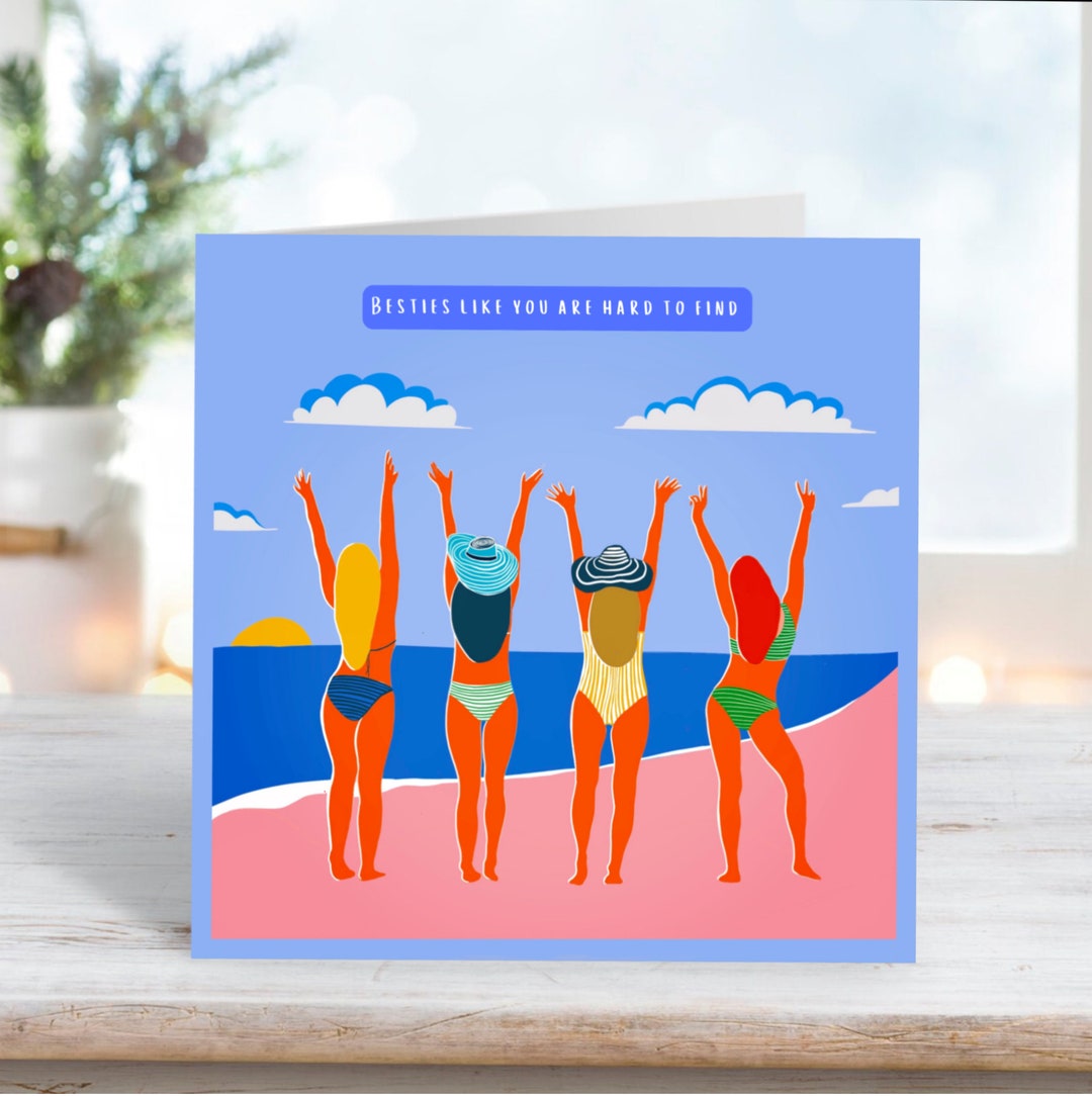 Best Friends Greeting Card, Friends Birthday Greeting Card Besties ...
