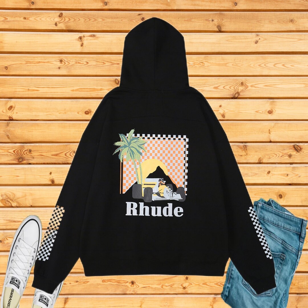Rhude Hoodie Rhude Sweatshirt Racing Formula Printed Hooded Sweatshirt ...