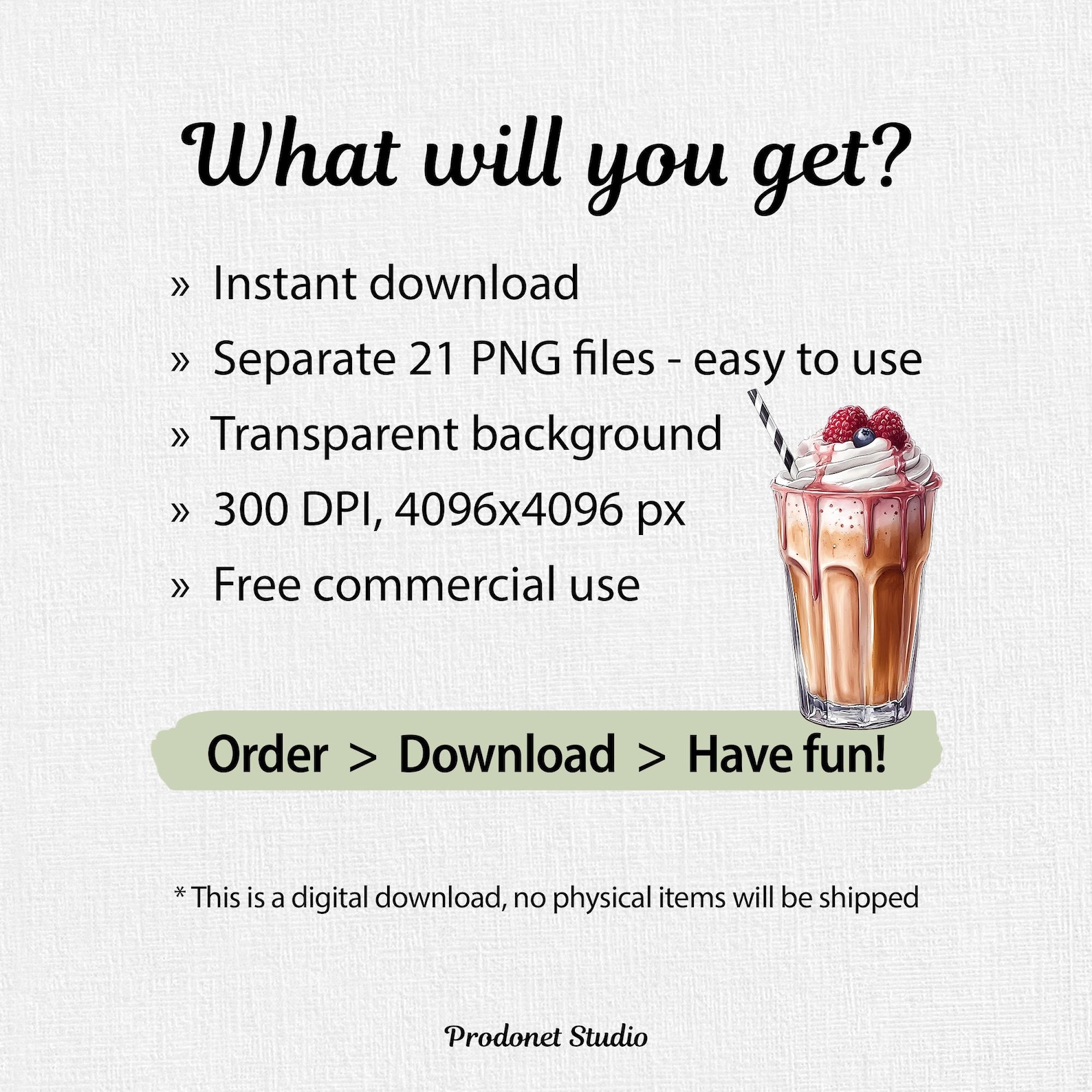 Watercolor Milkshake PNG Clipart Bundle, Dessert PNG Clipart, Sweets ...
