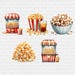 Watercolor Popcorn PNG Clipart Bundle, Food Clipart, Popcorn Night ...