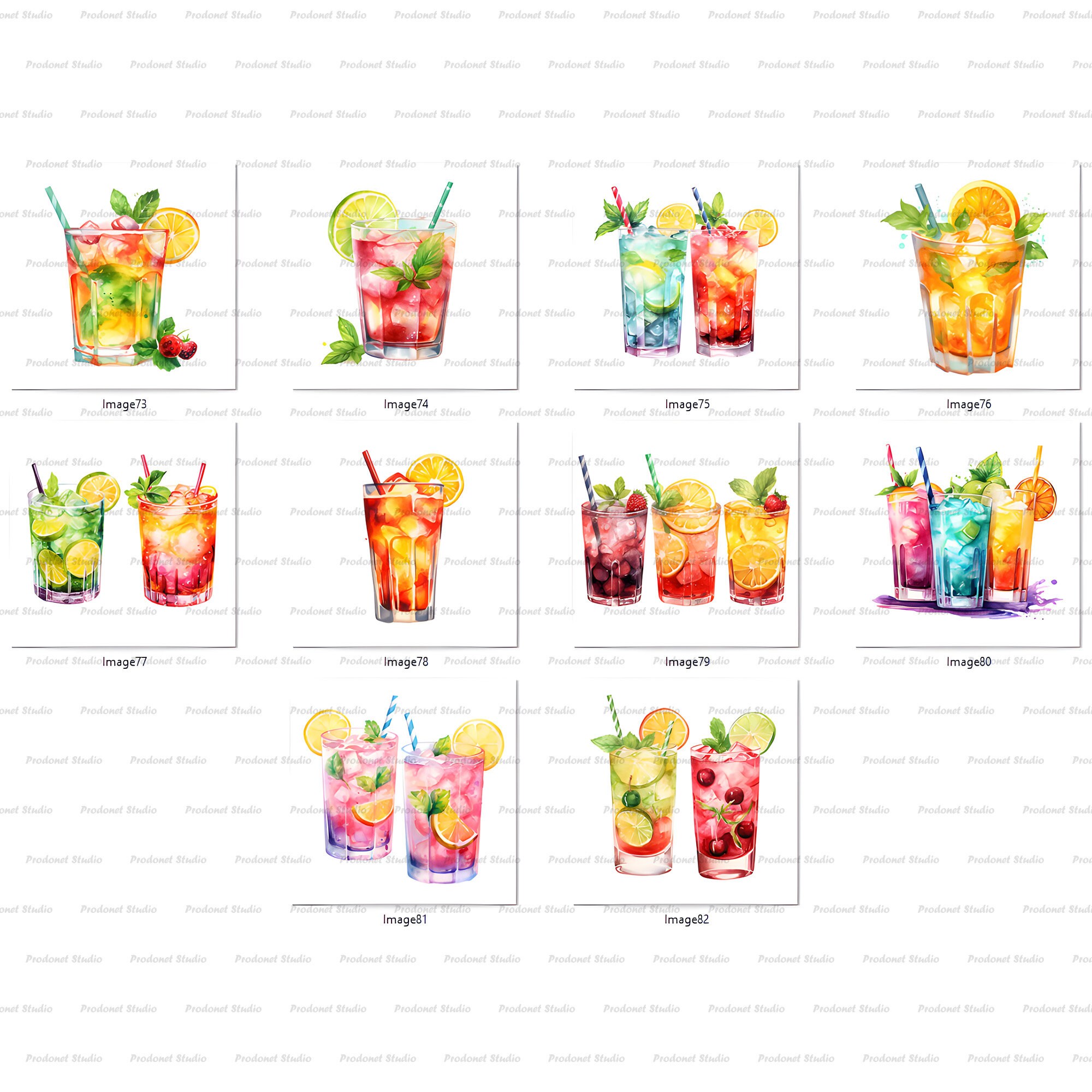 Cocktail Clipart Bundle | Watercolor, Colorful, Summer Cocktails | 82 ...