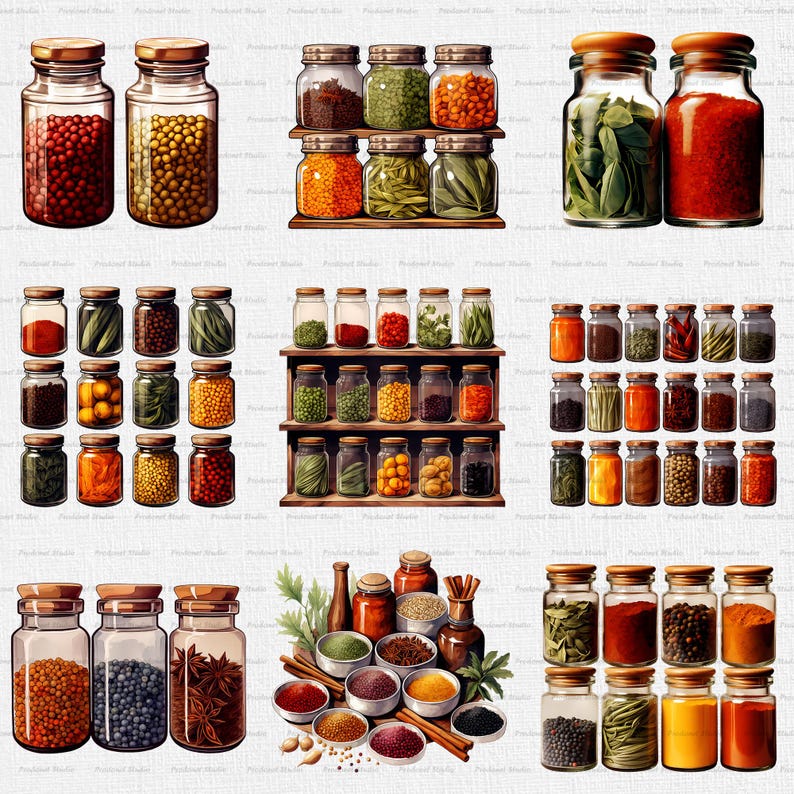 Watercolor Spices PNG Clipart Bundle, Food Clipart, Spice Ingredients ...