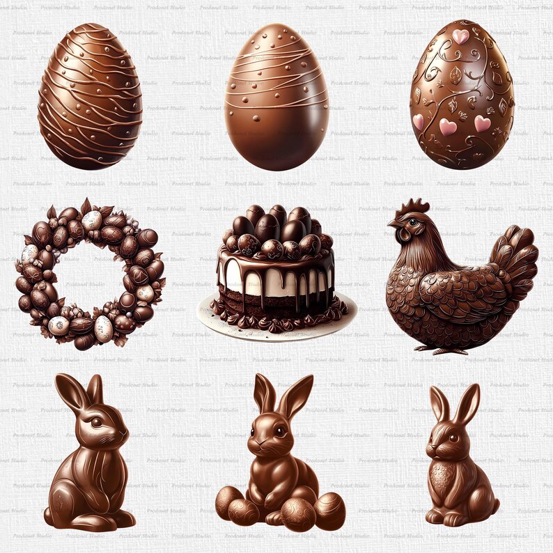 Watercolor Easter Chocolate PNG Bundle #1, Easter Chocolate Clipart ...