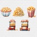 Watercolor Popcorn PNG Clipart Bundle, Food Clipart, Popcorn Night ...