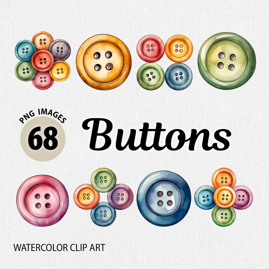 Watercolor Buttons PNG Clipart Bundle, Colorful Buttons Clipart PNG ...