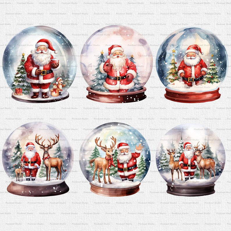 Watercolor Christmas Snow Globe PNG Bundle, Transparent Background, DIY ...