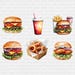 Watercolor Fast Food PNG Clipart Bundle, Fast Food Clipart, Burger PNG ...
