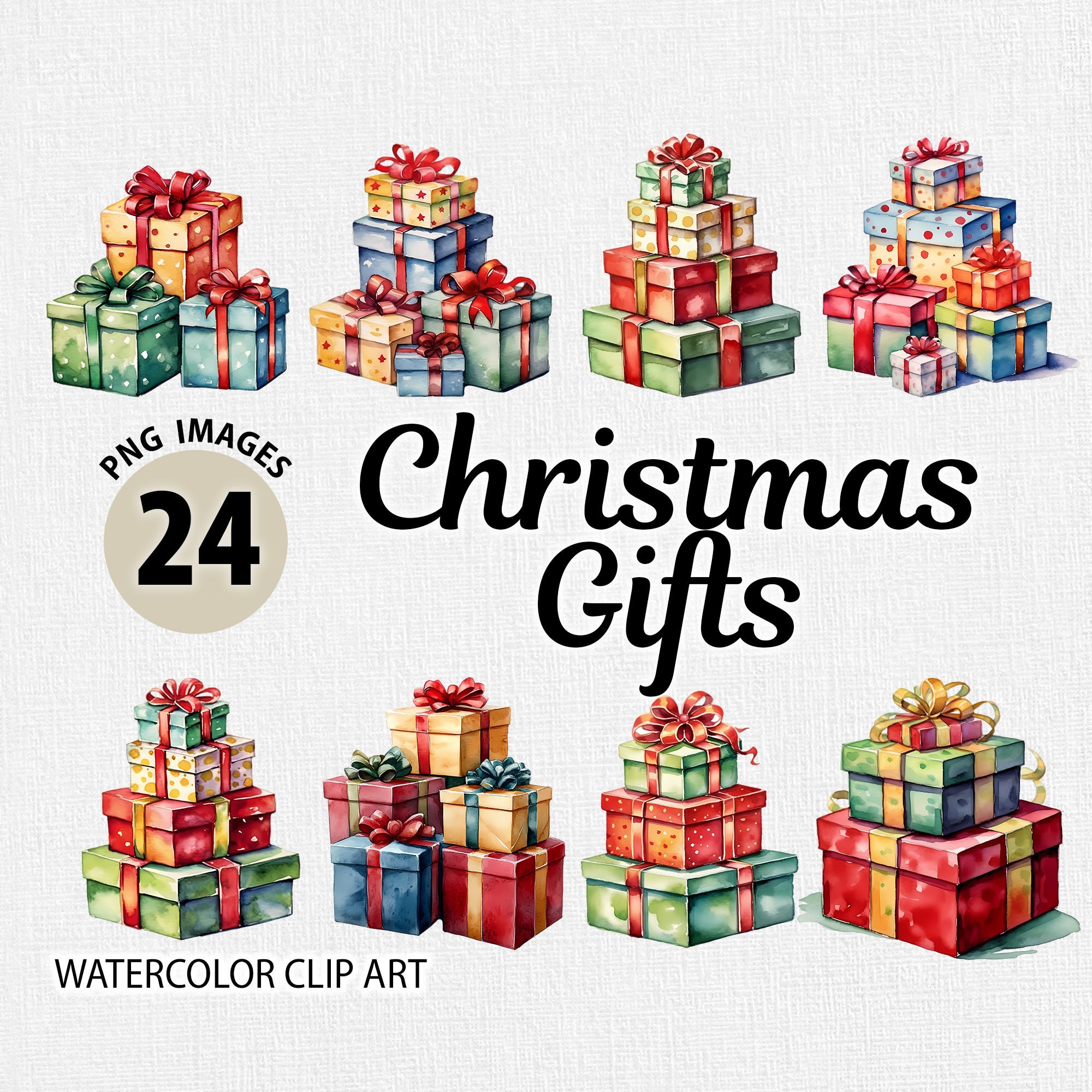 Christmas Gifts PNG Bundle, Transparent Background, High-resolution ...