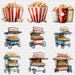 Watercolor Popcorn Stand PNG Clipart Bundle, Food Clipart, Popcorn PNG ...