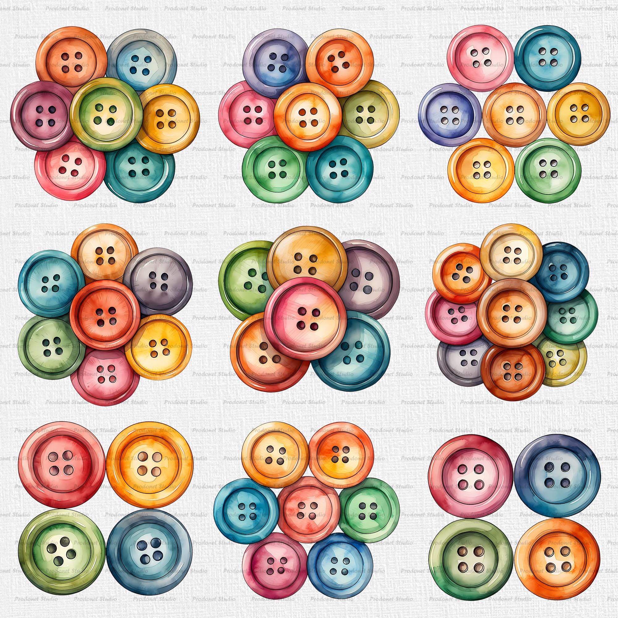 Watercolor Buttons PNG Clipart Bundle, Colorful Buttons Clipart PNG ...