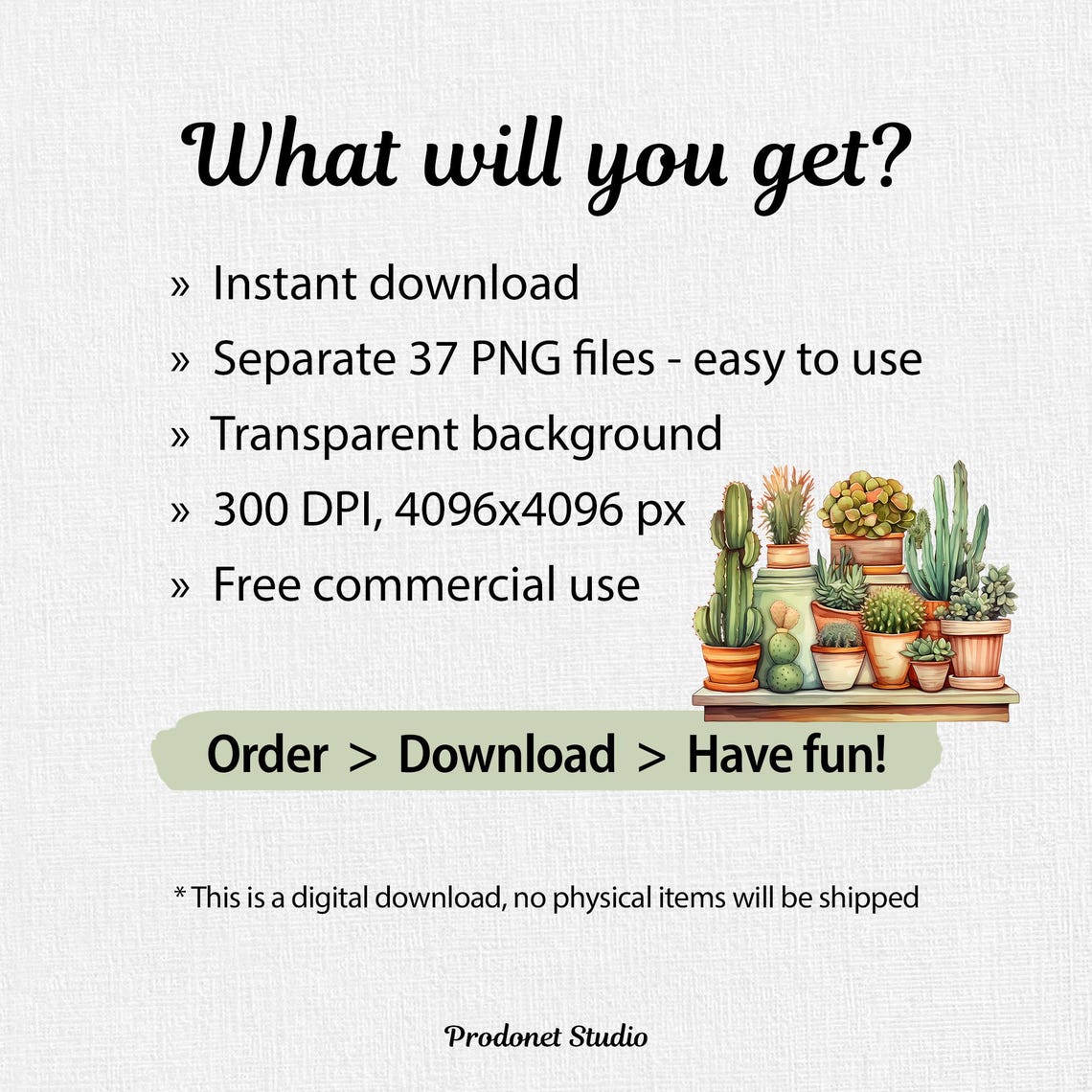 Watercolor Cactus Plants PNG Clipart Bundle, Watercolor Succulent PNG ...