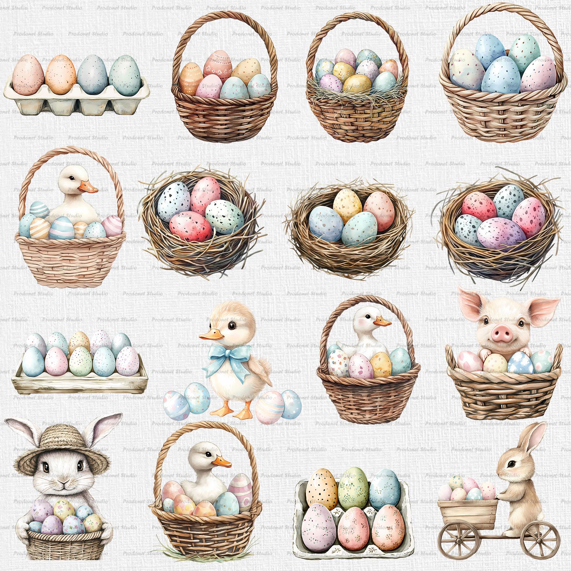 Watercolor Country Easter PNG Bundle, Country Easter Clipart, Farmhouse ...