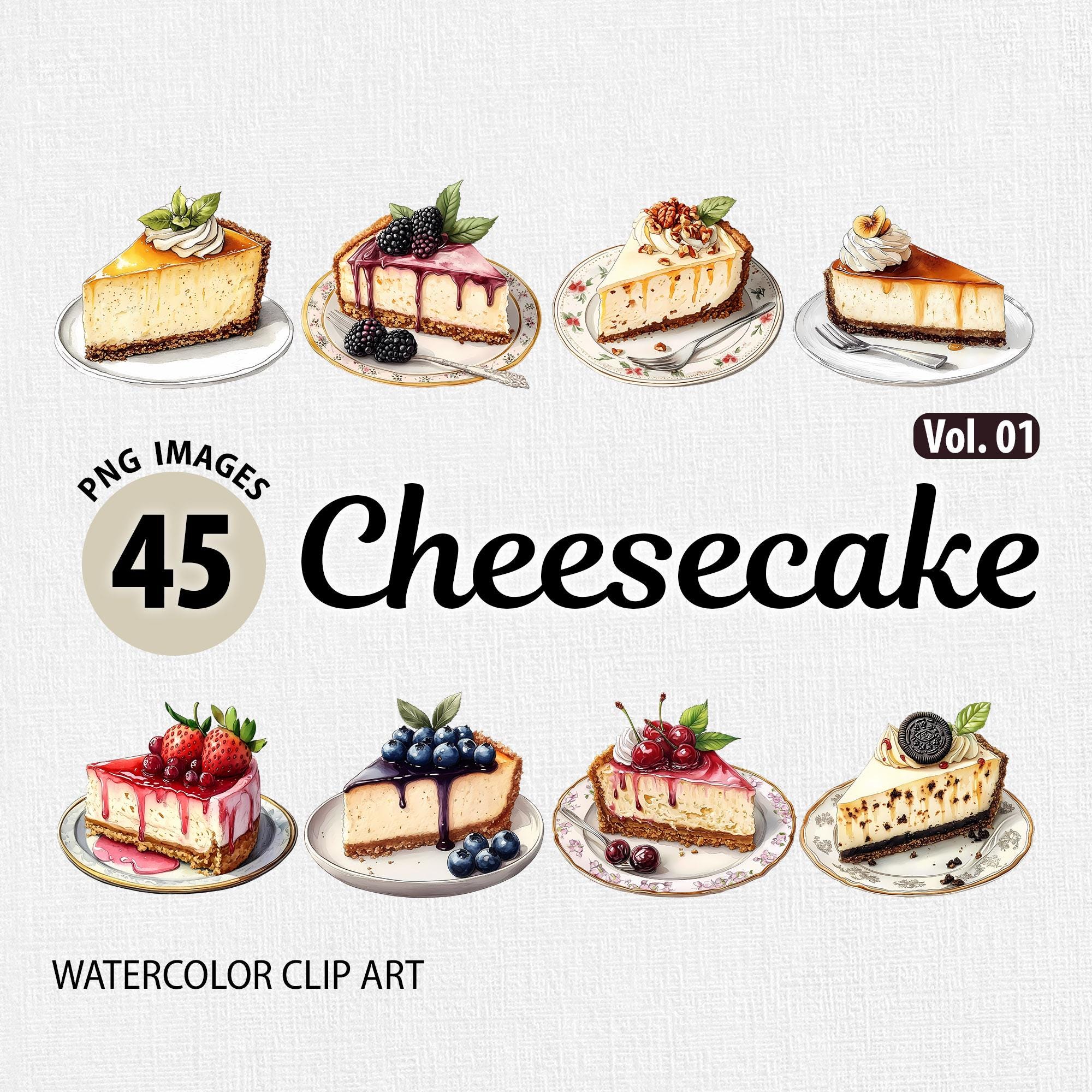 Watercolor Cheesecake PNG Bundle, Cheesecake Clipart, Cheesecake PNG ...