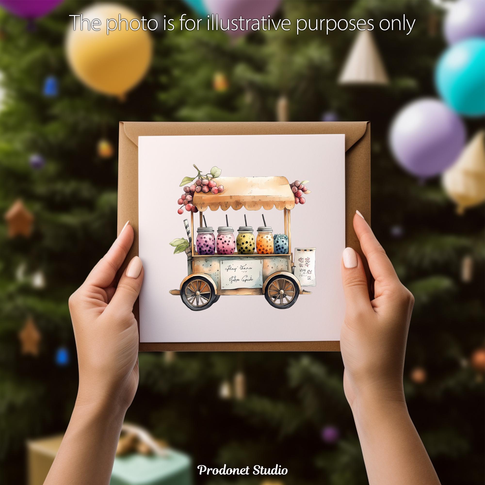 Watercolor Bubble Tea Stand PNG Clipart Bundle, Food Clipart, Boba Tea ...