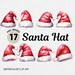 Watercolor Christmas Santa Claus Hat PNG Bundle, Christmas Santa Hat ...