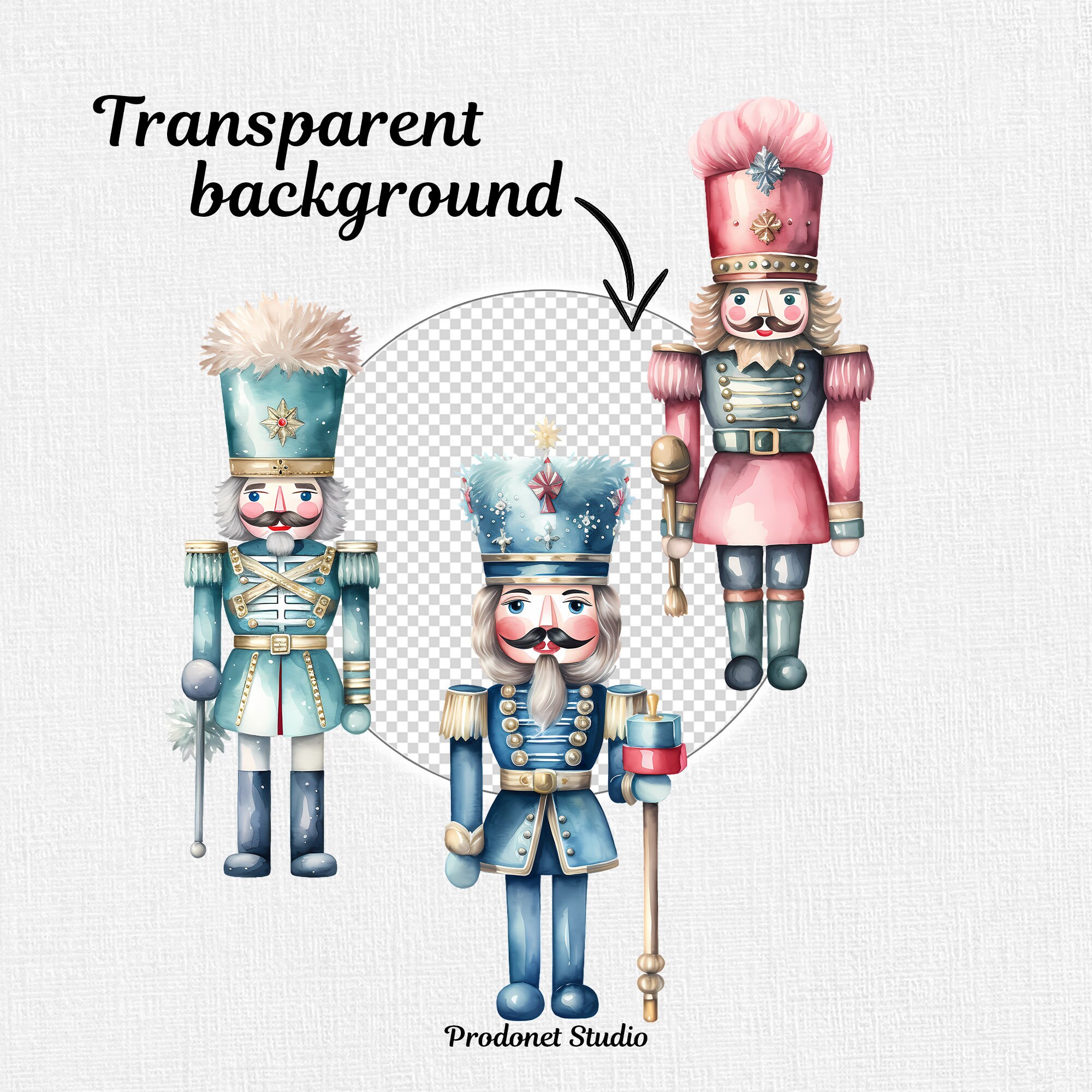 Watercolor Christmas Nutcracker PNG Bundle, Transparent Background, DIY ...