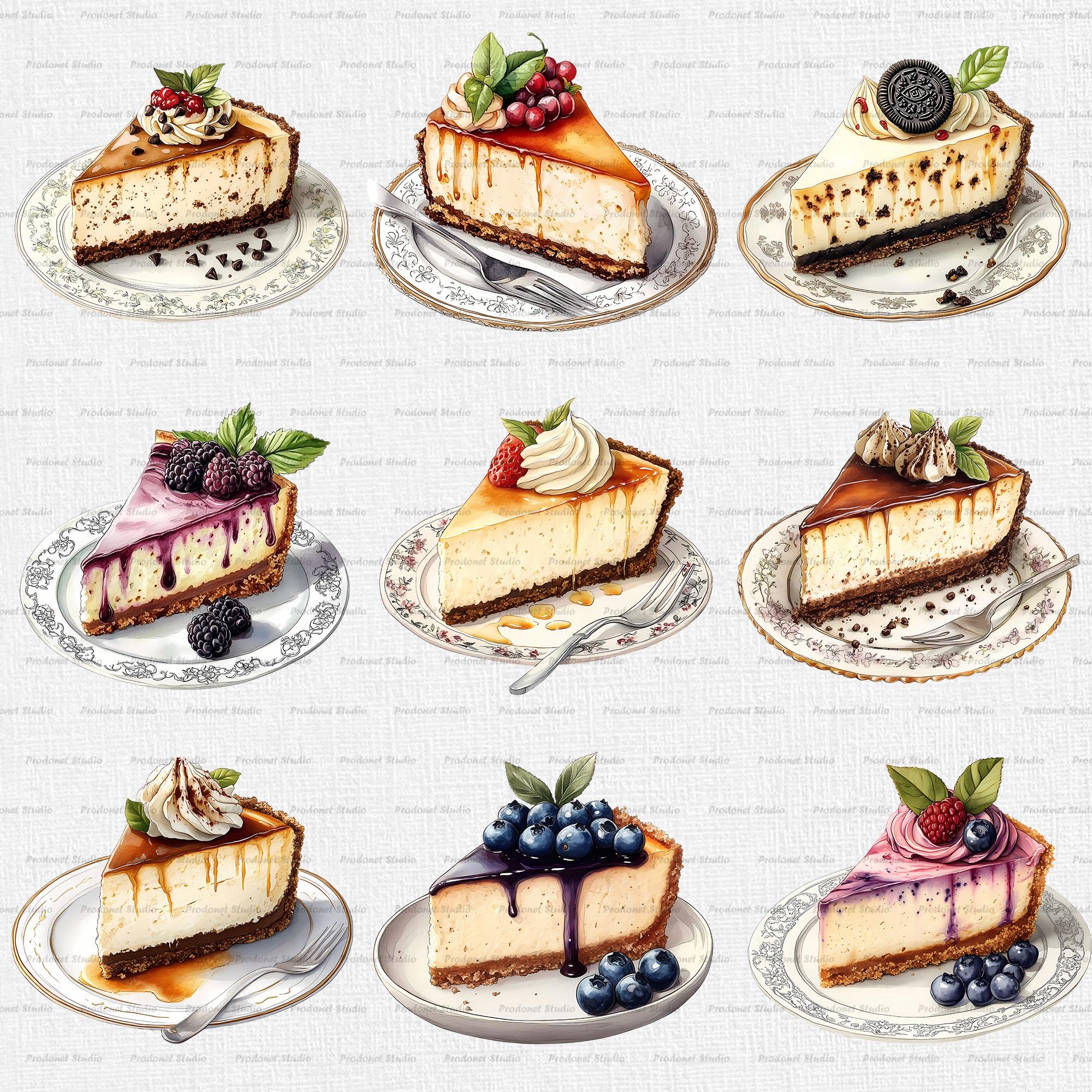 Watercolor Cheesecake PNG Bundle, Cheesecake Clipart, Cheesecake PNG ...