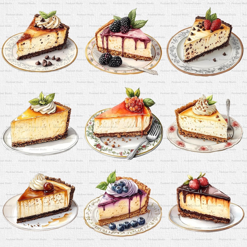 Watercolor Cheesecake PNG Bundle, Cheesecake Clipart, Cheesecake PNG ...