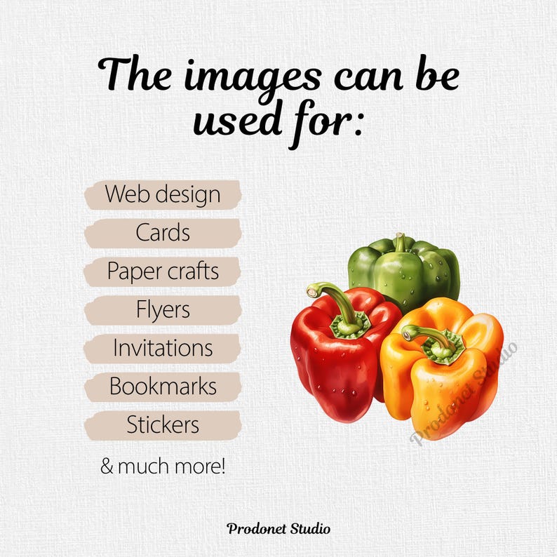 Watercolor Bell Pepper PNG Clipart Bundle, Watercolor Bell Pepper ...