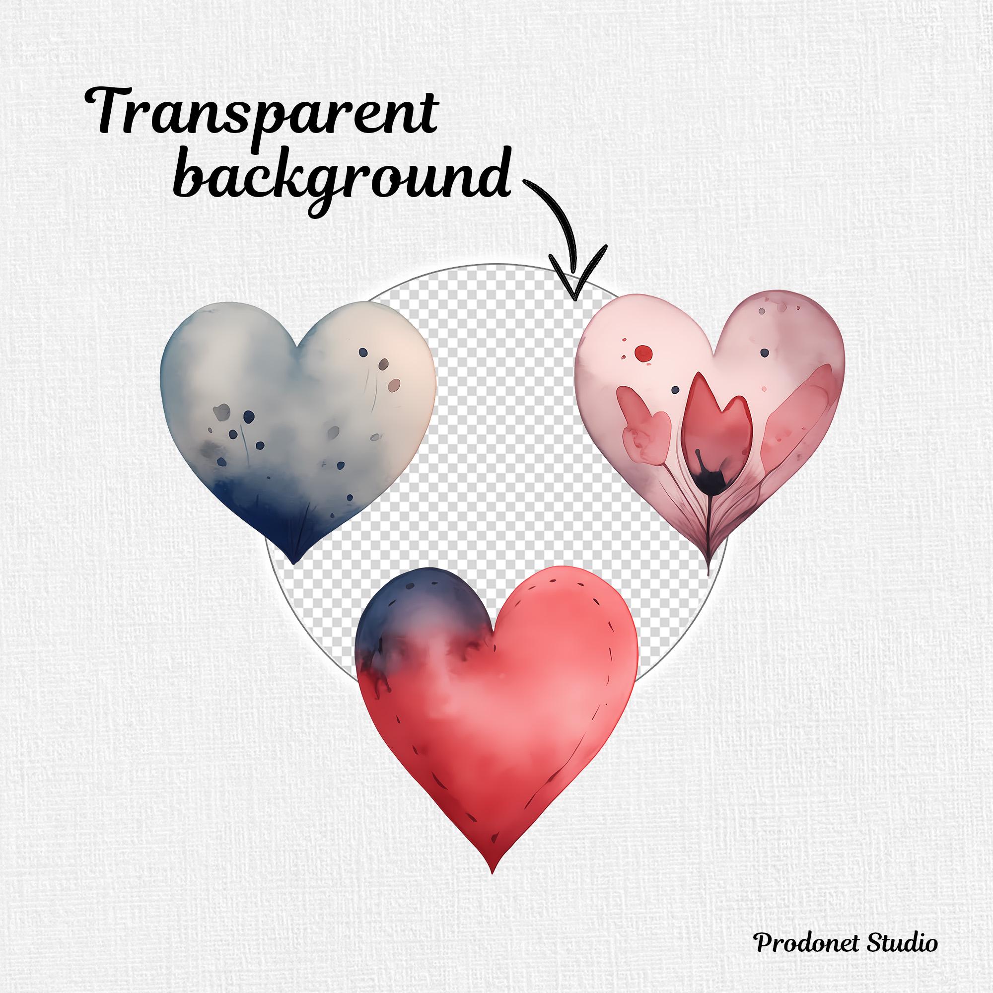 Watercolor Hearts PNG Clipart Bundle, Valentine’s Day Heart Clipart ...