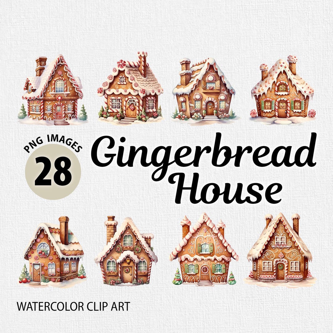 Watercolor Gingerbread House PNG Bundle, Gingerbread House Clipart ...
