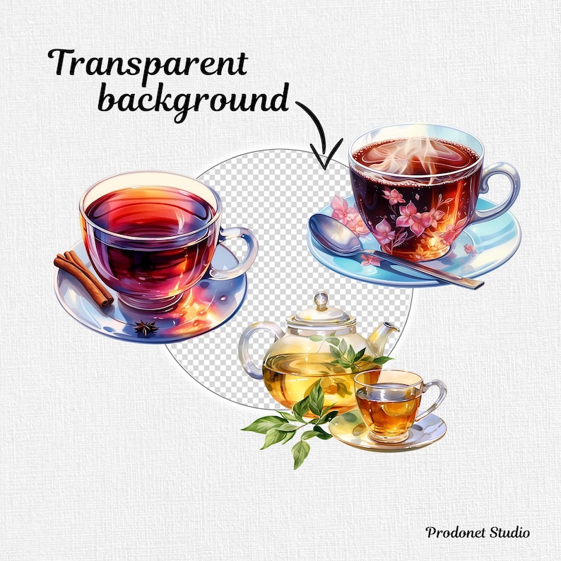 Watercolor Tea PNG Bundle, Watercolor Tea Clipart, Tea Cup Clipart ...