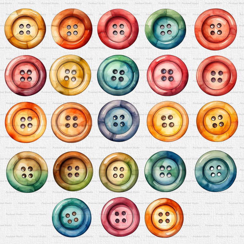 Watercolor Buttons PNG Clipart Bundle, Colorful Buttons Clipart PNG ...