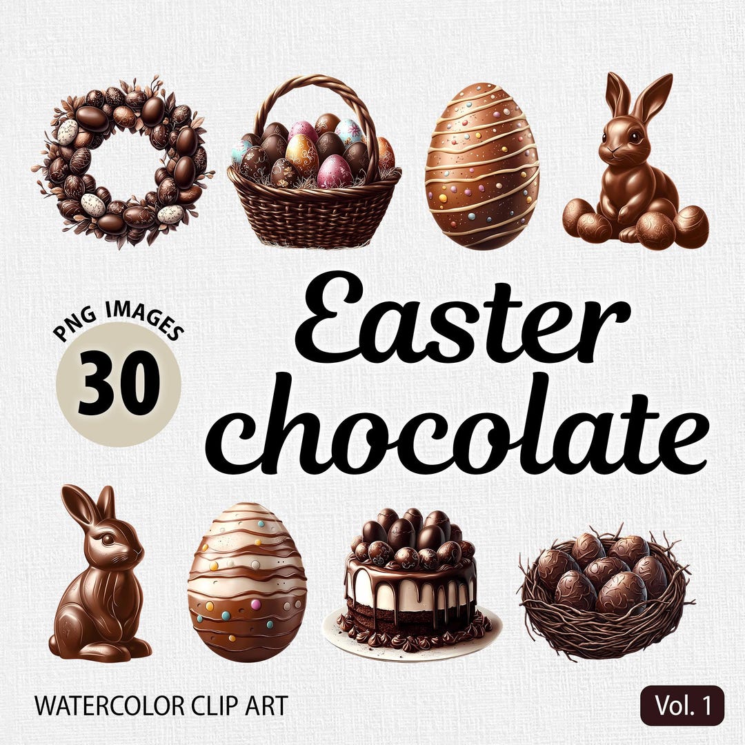 Watercolor Easter Chocolate PNG Bundle #1, Easter Chocolate Clipart ...