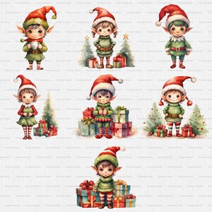 Watercolor Christmas Elf PNG Bundle, Transparent Background, DIY ...