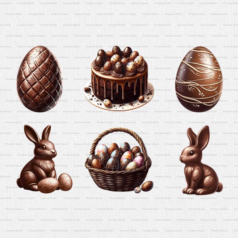 Watercolor Easter Chocolate PNG Bundle #1, Easter Chocolate Clipart ...