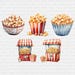 Watercolor Popcorn PNG Clipart Bundle, Food Clipart, Popcorn Night ...
