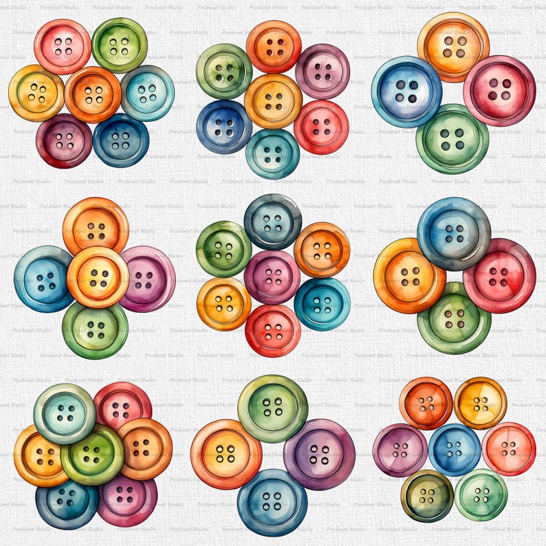 Watercolor Buttons PNG Clipart Bundle, Colorful Buttons Clipart PNG ...