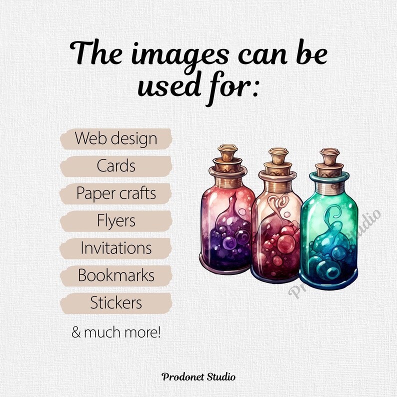 Magic Potion PNG Clipart, Watercolor Halloween PNG Bundle, Potion ...