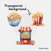 Watercolor Popcorn PNG Clipart Bundle, Food Clipart, Popcorn Night ...