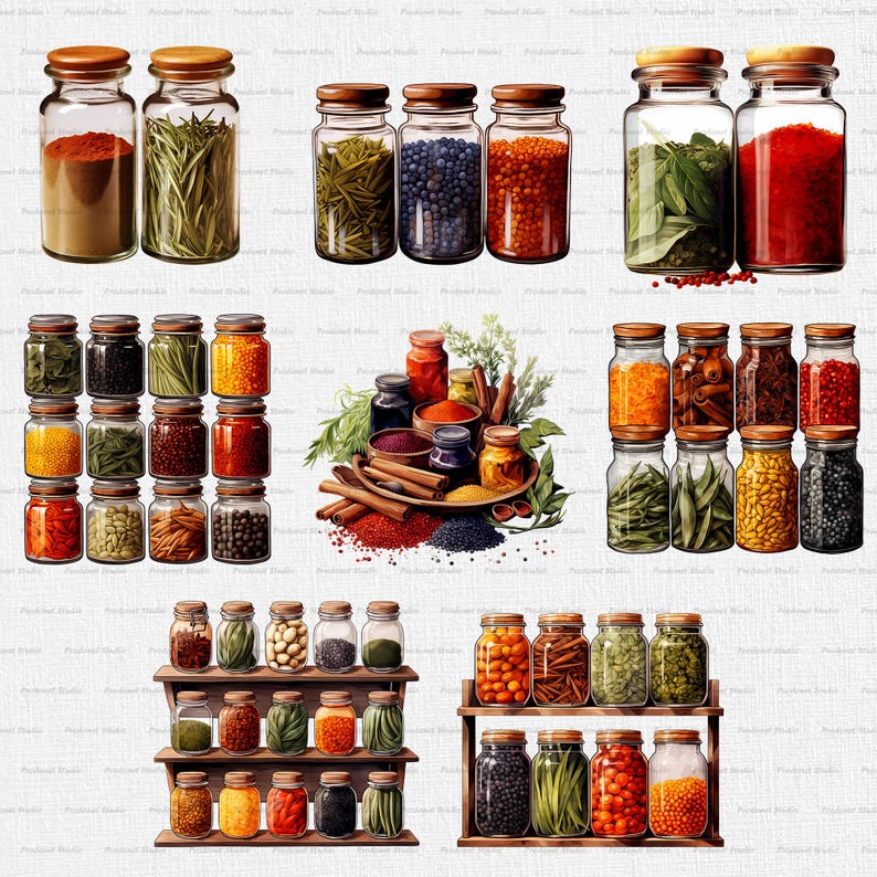 Watercolor Spices PNG Clipart Bundle, Food Clipart, Spice Ingredients ...