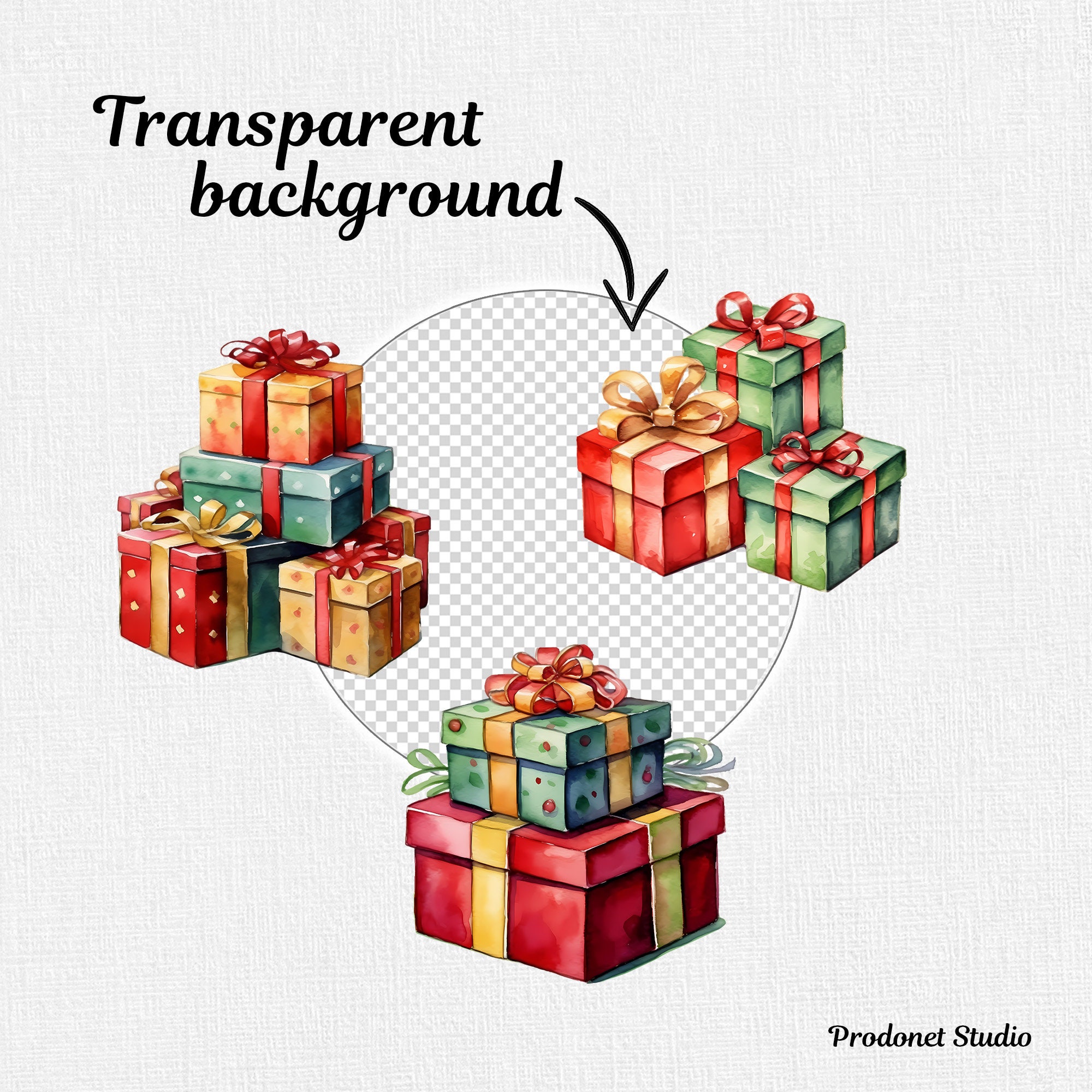 Christmas Gifts PNG Bundle, Transparent Background, High-resolution ...
