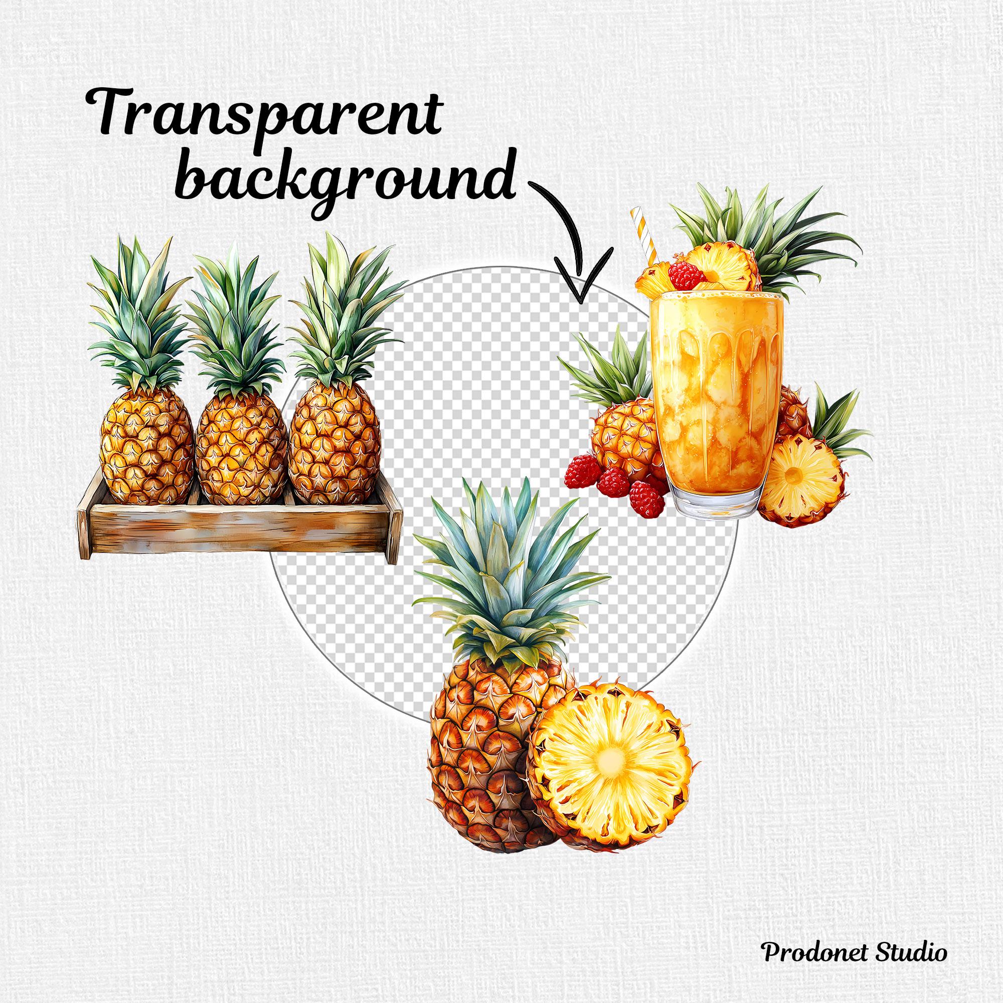 Watercolor Pineapple PNG Bundle, Pineapple Clipart, Pineapple Graphic ...