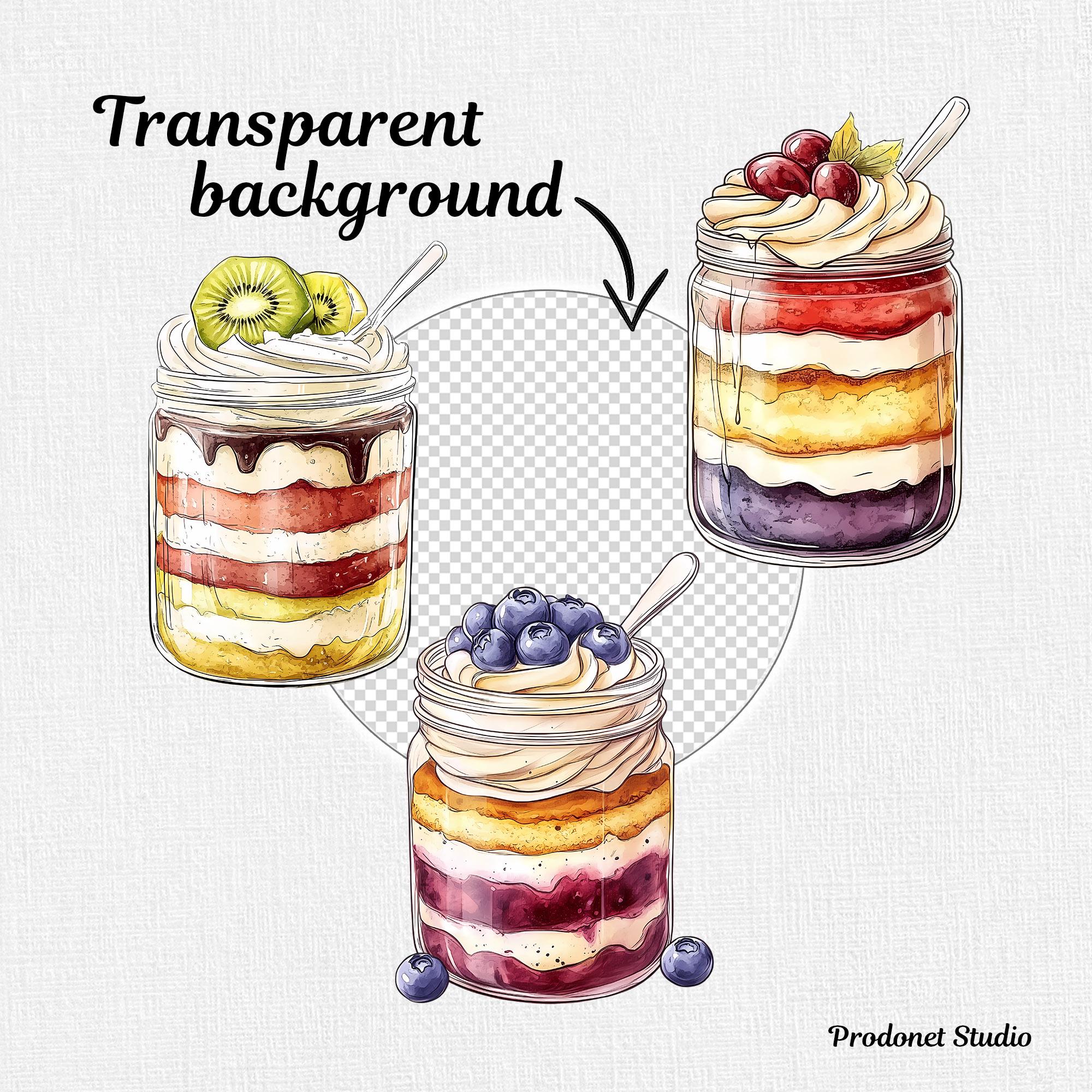 Watercolor Cake Jar PNG Bundle, Cake Jar Clipart, Dessert Food PNG ...