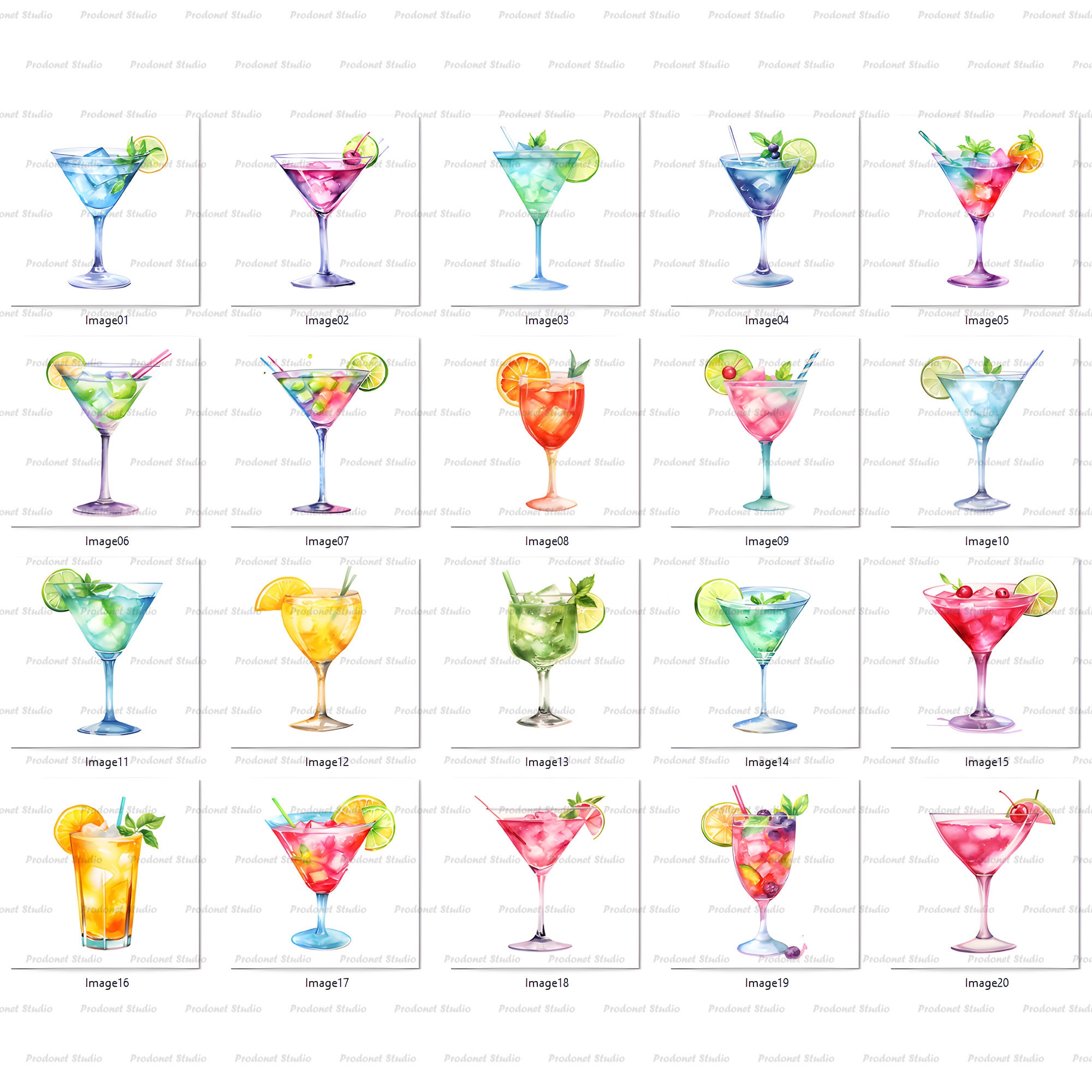Cocktail Clipart Bundle | Watercolor, Colorful, Summer Cocktails | 82 ...