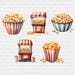 Watercolor Popcorn PNG Clipart Bundle, Food Clipart, Popcorn Night ...