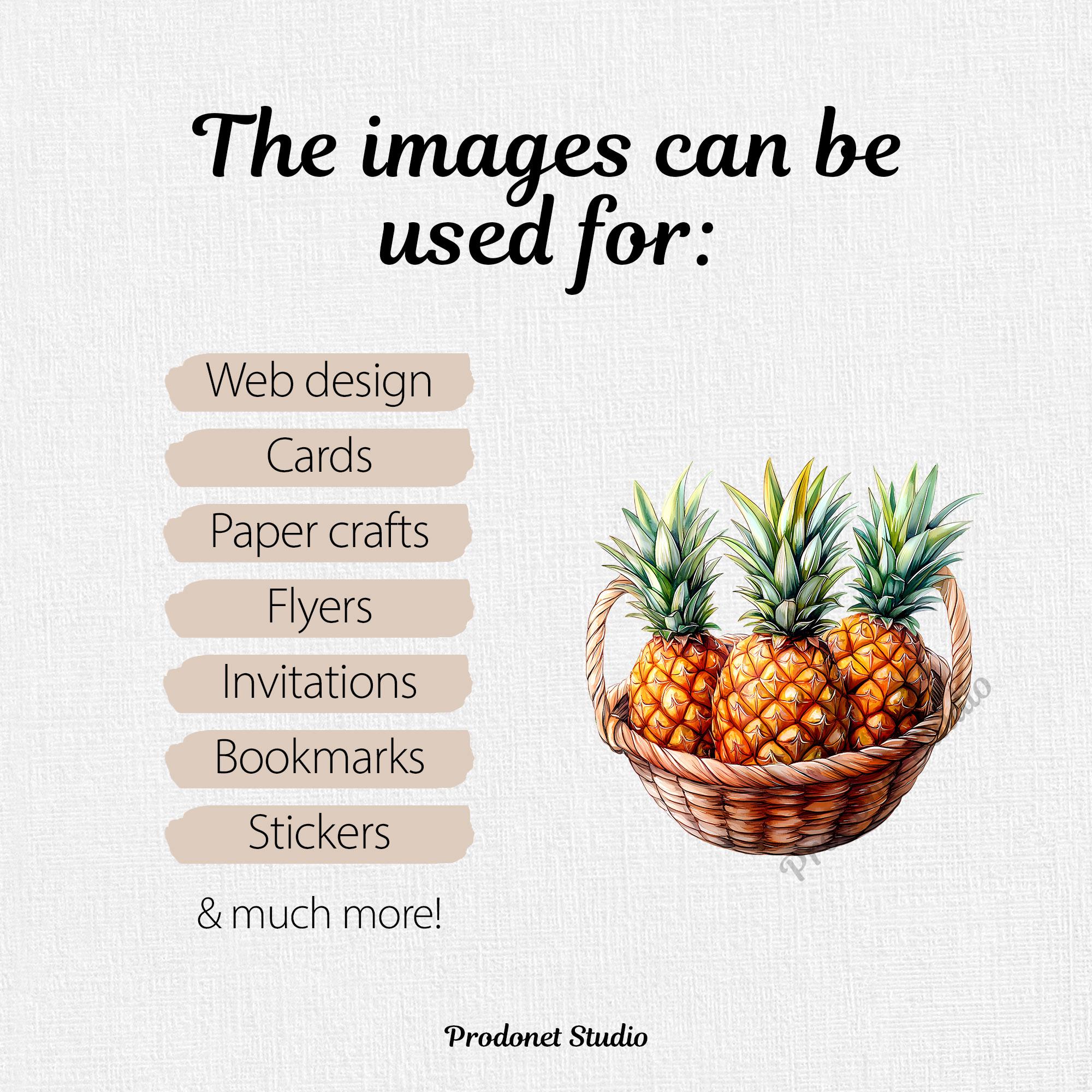 Watercolor Pineapple PNG Bundle, Pineapple Clipart, Pineapple Graphic ...