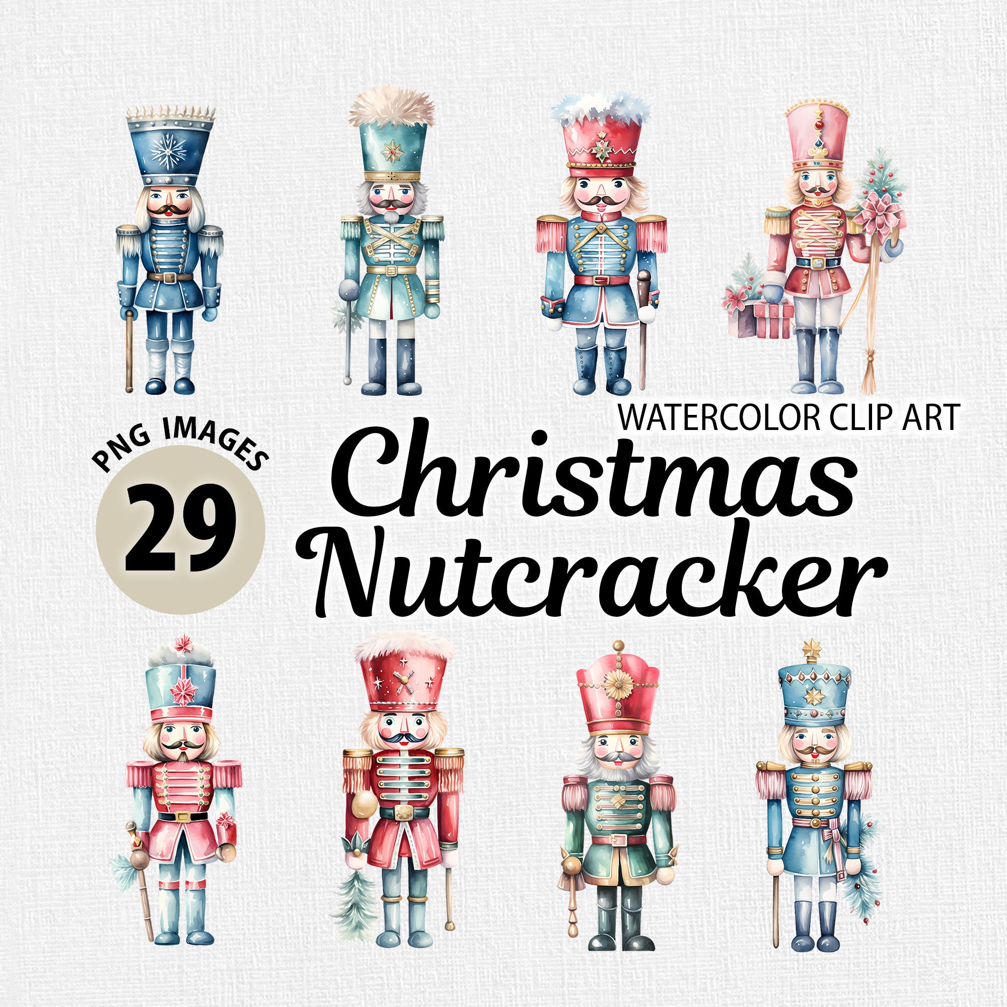 Watercolor Christmas Nutcracker PNG Bundle, Transparent Background, DIY ...
