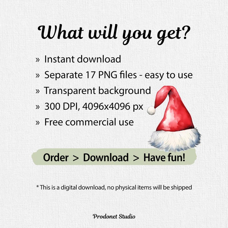 Watercolor Christmas Santa Claus Hat PNG Bundle, Christmas Santa Hat ...