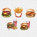 Watercolor Fast Food PNG Clipart Bundle, Fast Food Clipart, Burger PNG ...