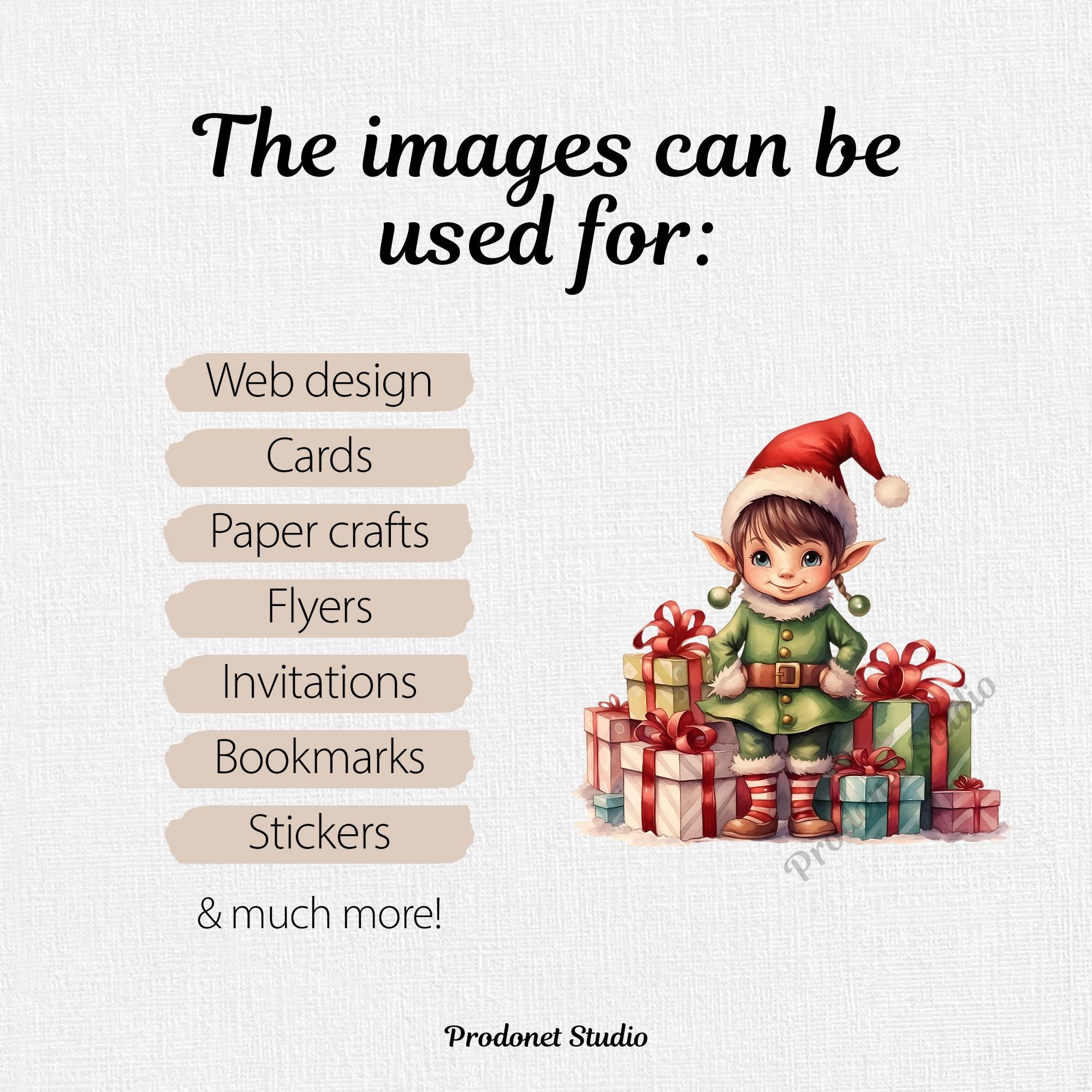 Watercolor Christmas Elf PNG Bundle, Transparent Background, DIY ...