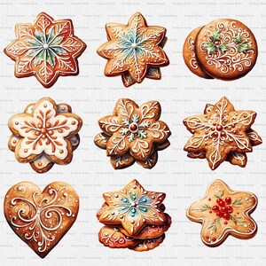 Watercolor Christmas Cookies PNG, Christmas Gingerbread Cookie Clipart ...